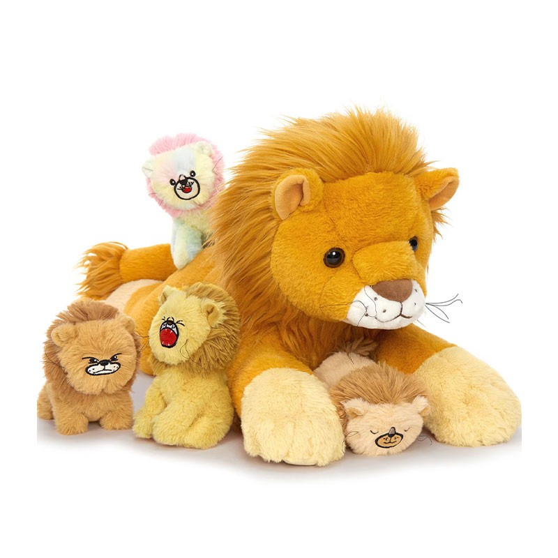 Cartoon Lion Stuffed Animals Plush Toy Gift Set Mother And Cub Lion Plush