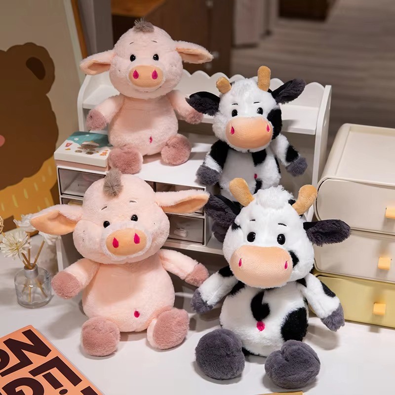 Plush Animal Milk Cow Custom Stuffed Farm Decoration Animal Toys For Kids